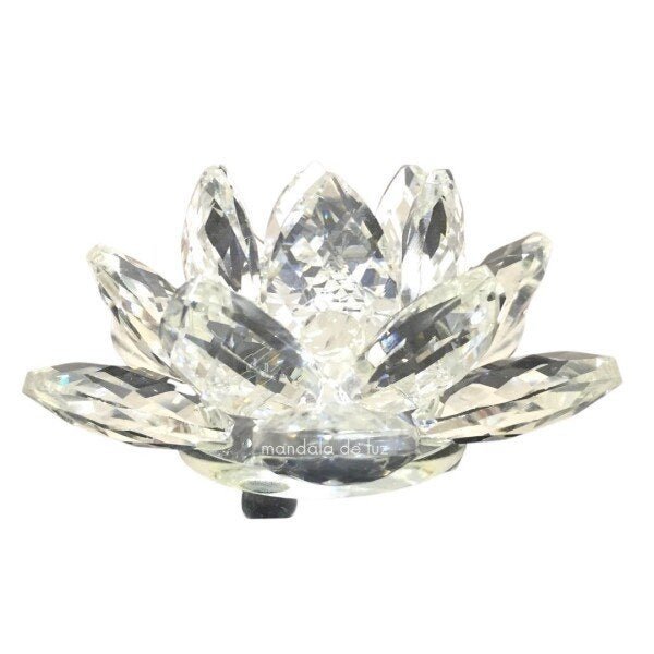 Flor de Lótus Cristal Transparente Brilhante Decoração 8cm | MadeiraMadeira