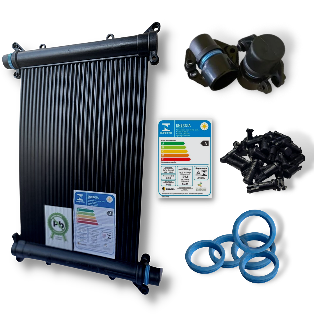 7 Placas Coletoras 4mt - Aquecedor Solar Piscinas com 8m² / 11.500 ...