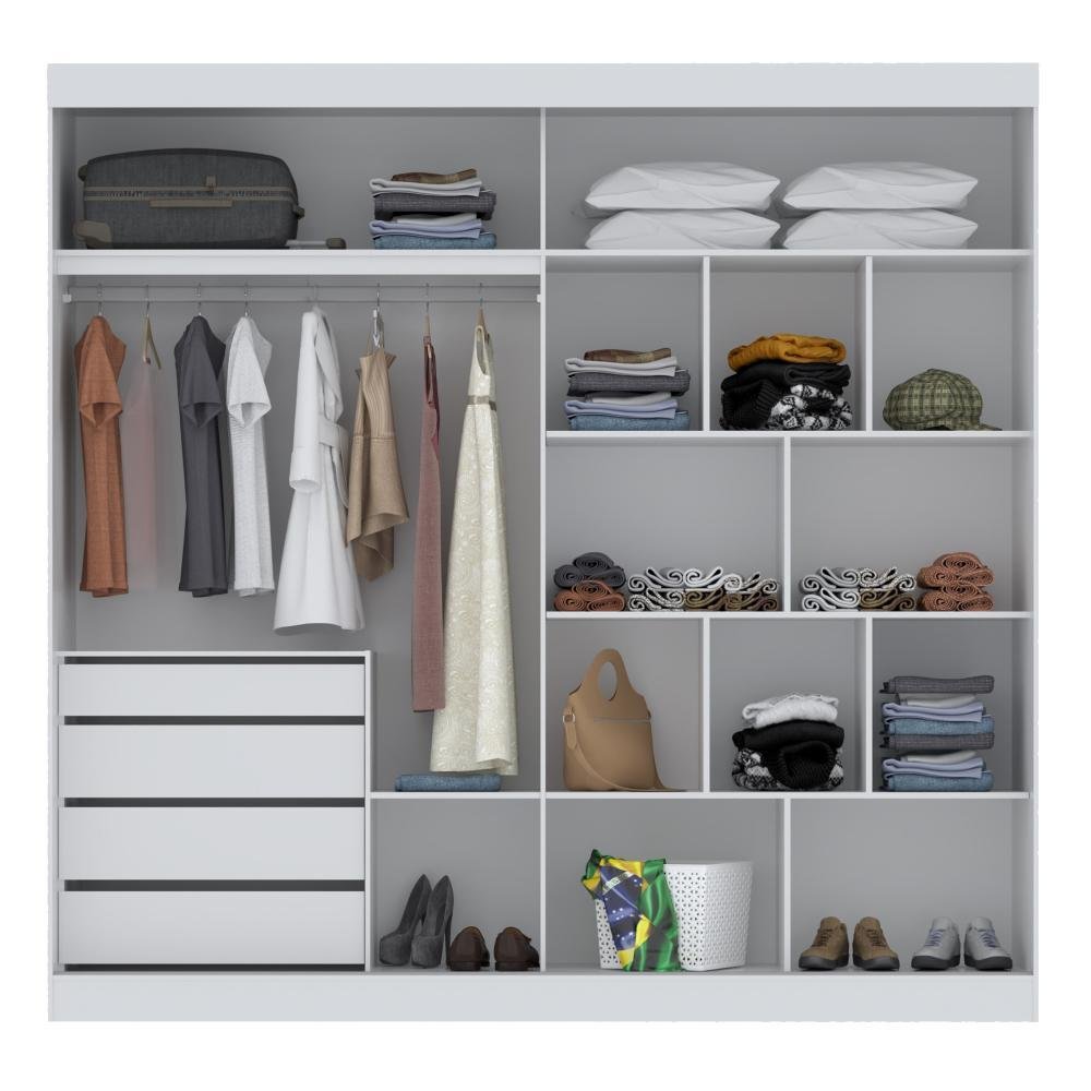 Guarda-Roupa Casal 2 Portas de Correr 4 Gavetas Camboriú - Cedro / Off ...