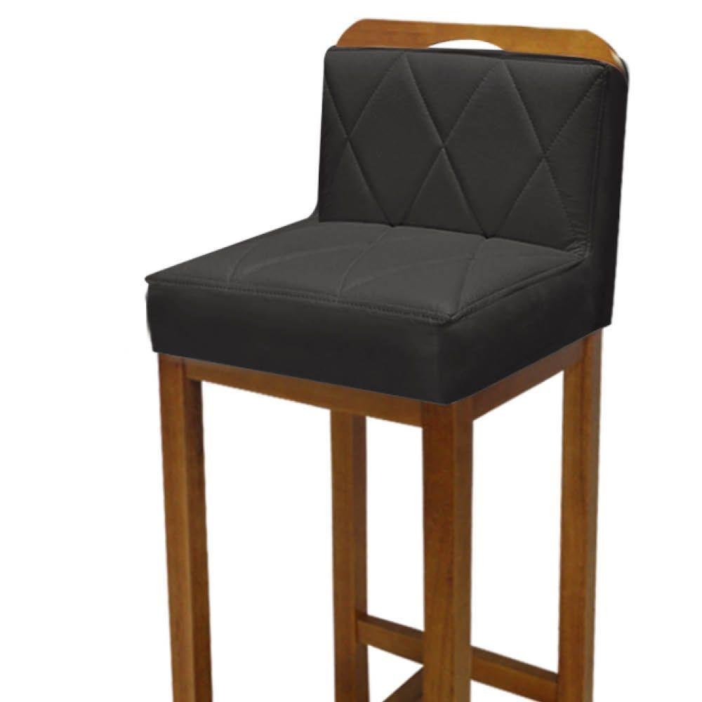 Banqueta Alta Com Encosto Simon Base Madeira | MadeiraMadeira