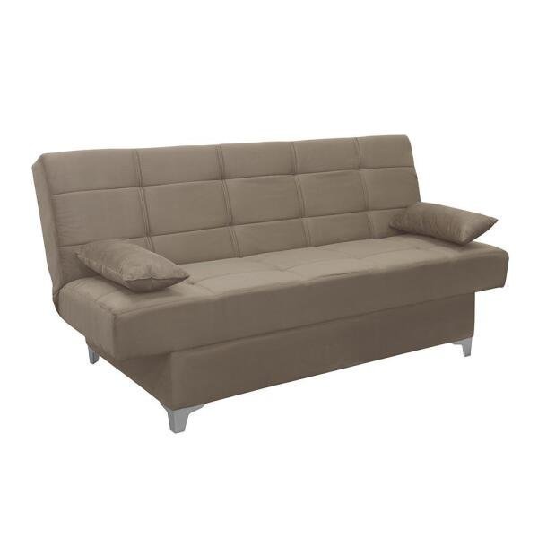 Sofá Cama Virgínia Plus Nobuck - Suede Bege ll - Simbal | MadeiraMadeira