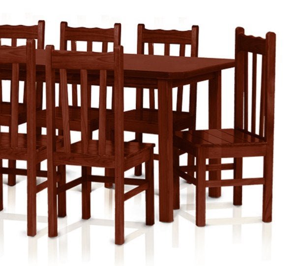 Mesa com 8 Cadeiras de Madeira Maciça 220x88 Bonacor a Mogno ...