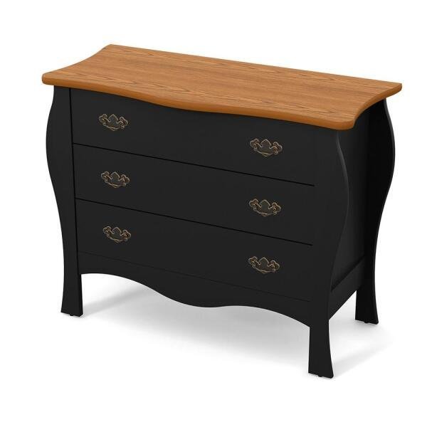 Cômoda MDF Preto Acetinado Camaru Liz | MadeiraMadeira