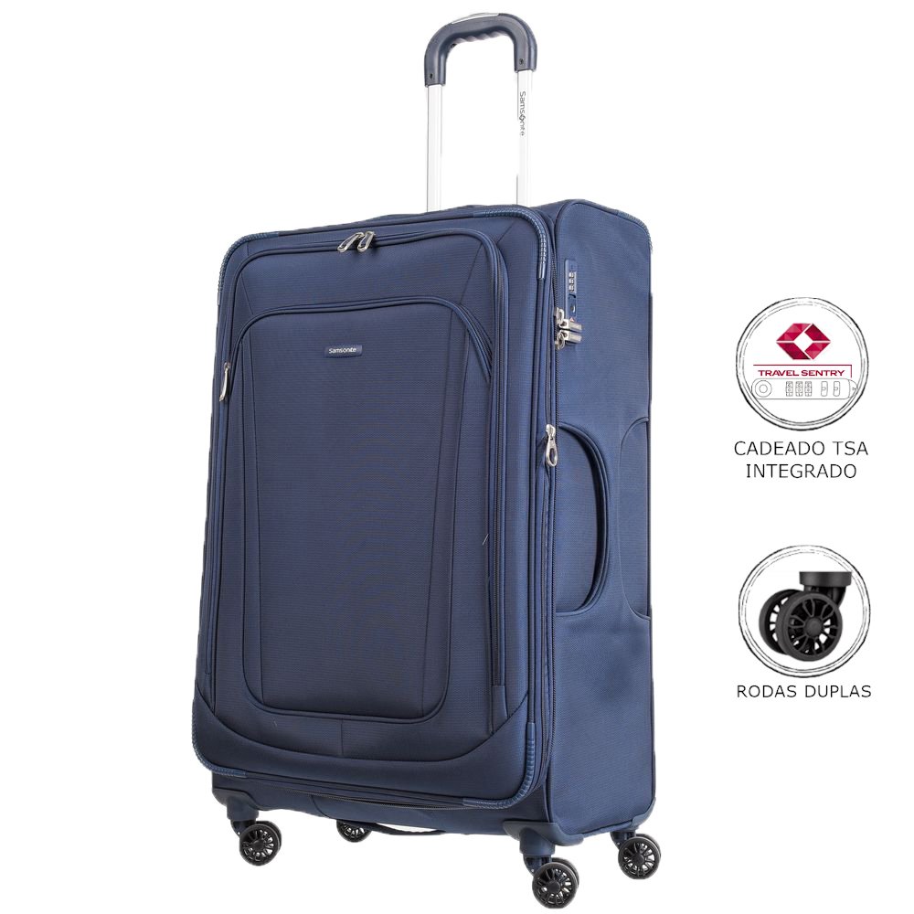 Mala de Viagem Grande em Poliester Samsonite Kick Air Cadeado Tsa e ...