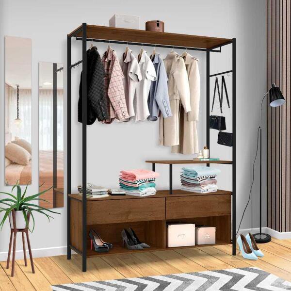 Guarda-Roupa Closet Modulado Preto Demolição Artefamol | MadeiraMadeira