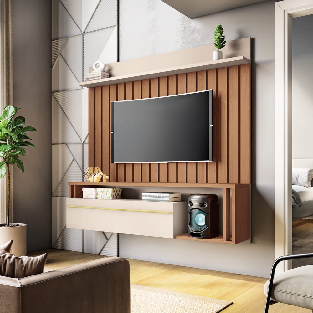 Painel Suspenso Self TV 55" 160cm Nature Off White | MadeiraMadeira