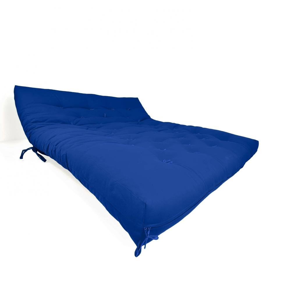 Sofa Cama Futon Oriental King Azul Royal Madeira Maciça Pinus Natural ...