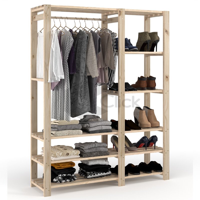 Estante Para Roupas Em Madeira Arara Sapateira Praleteira | MadeiraMadeira