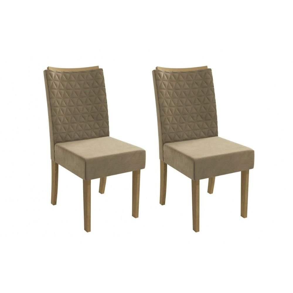 Cadeira de Cozinha 2cad129 Kit 2 Un Canela/suede Bege - Kappesberg | MadeiraMadeira