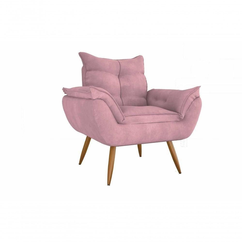 Poltrona Toquio Veludo Tukey Rose Matrix | MadeiraMadeira