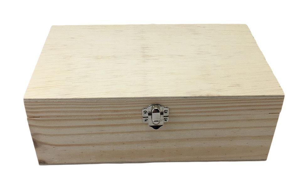 Caixa Retangular Lisa com Fecho 12x20x7 Pinus Decoração | MadeiraMadeira
