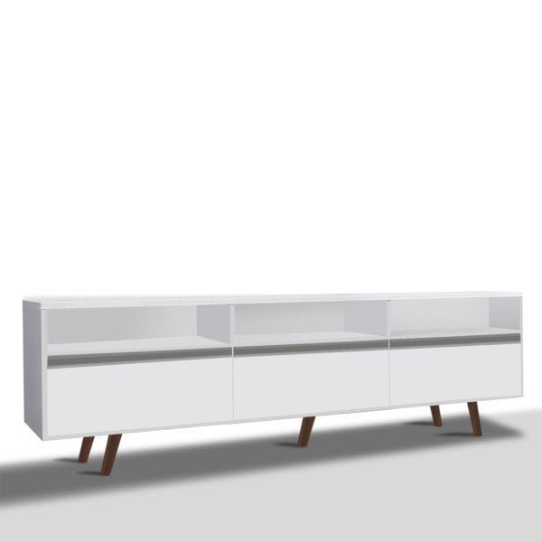 Rack para TV até 55 Polegadas Pés Madeira Retrô Branco | MadeiraMadeira