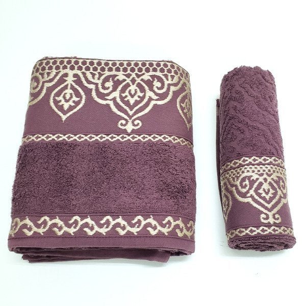 Jogo de Toalhas Banho e Rosto 2 Peças Arabesco Malbec Caviquioli ...