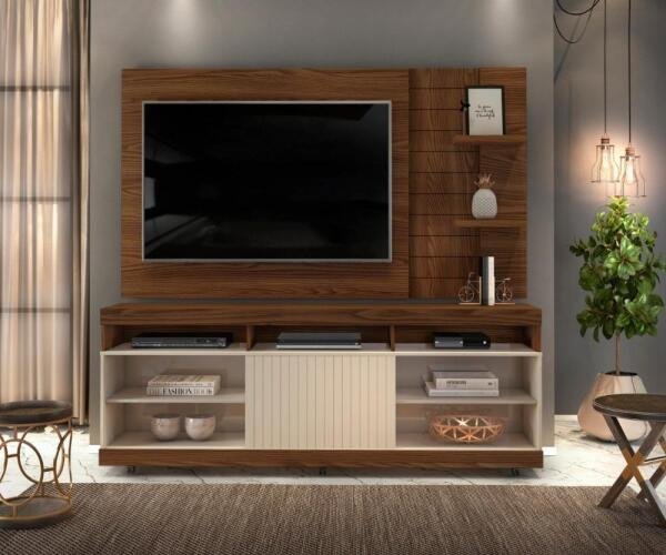 Rack Bancada com Painel Dili 160cm para TV até 47 Polegadas Marroquim ...
