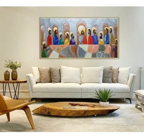 Quadro Santa Ceia Moderna Pintado A Mão | MadeiraMadeira