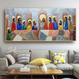 Quadro Santa Ceia Moderna Pintado A Mão | MadeiraMadeira
