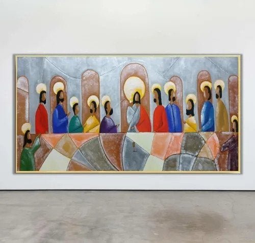Quadro Santa Ceia Moderna Pintado A Mão | MadeiraMadeira