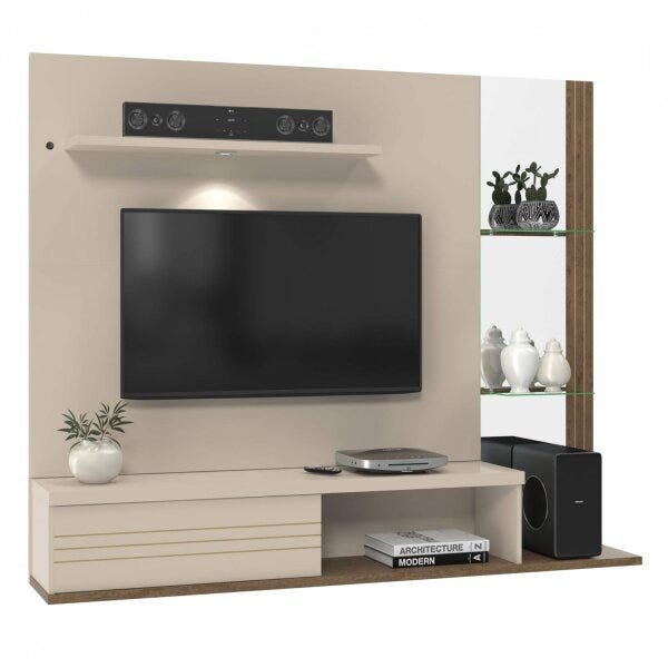 Painel para TV até 52 Polegadas com LED e Espelho 1 Porta Paris ...
