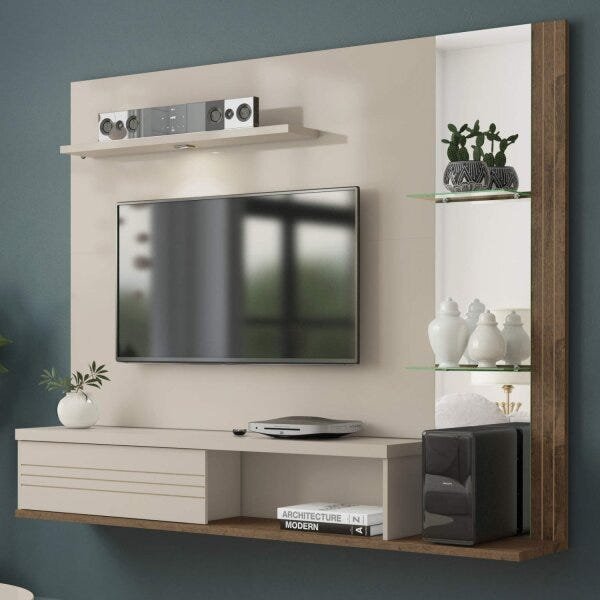 Painel para TV até 52 Polegadas com LED e Espelho 1 Porta Paris ...