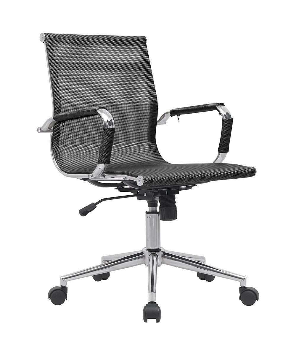 Cadeira Escritório Diretor Eames em Tela - Preta:1 Cadeira | MadeiraMadeira