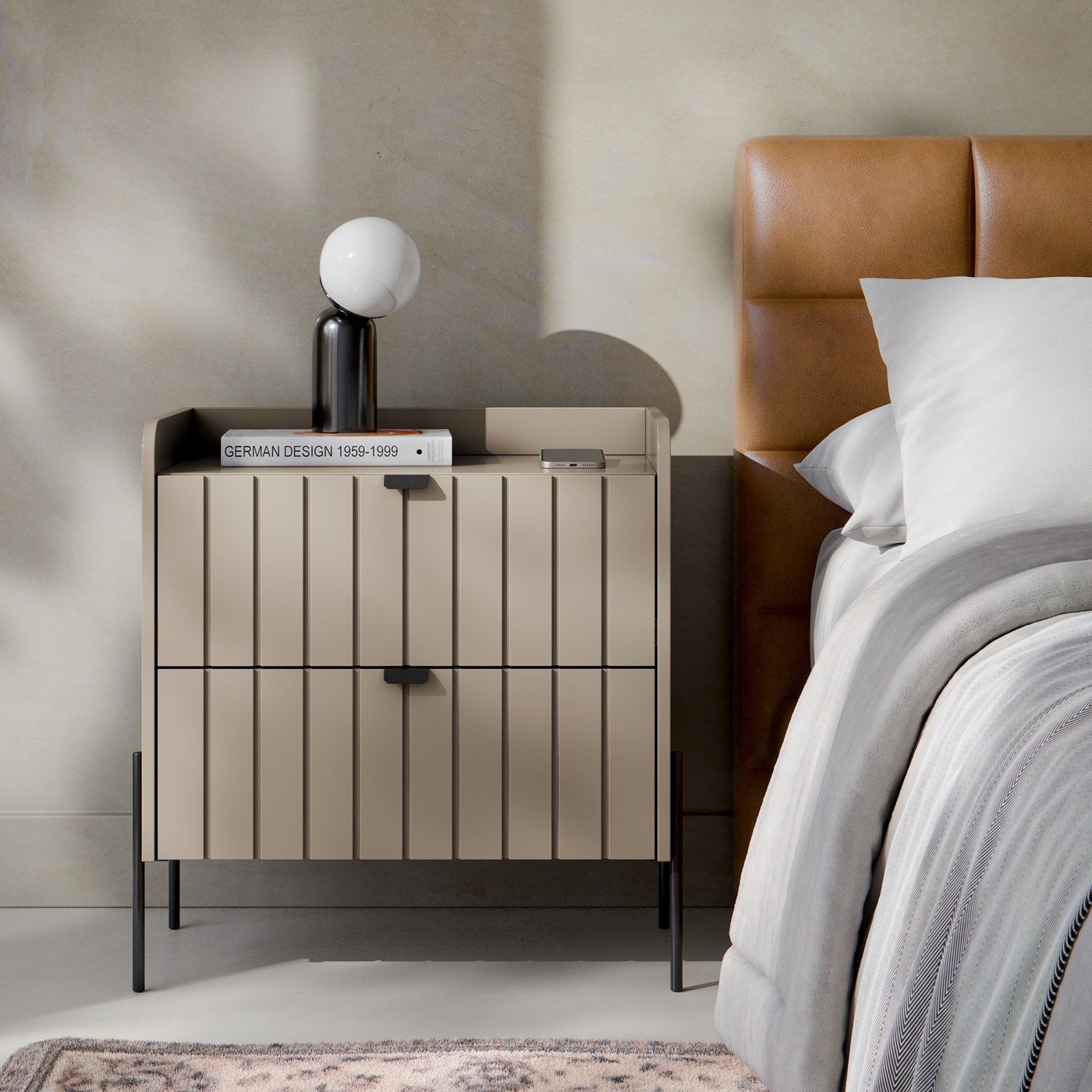 Mesa de Cabeceira em Madeira Mdf Conect Moriah 60cm Moderna:preto ...