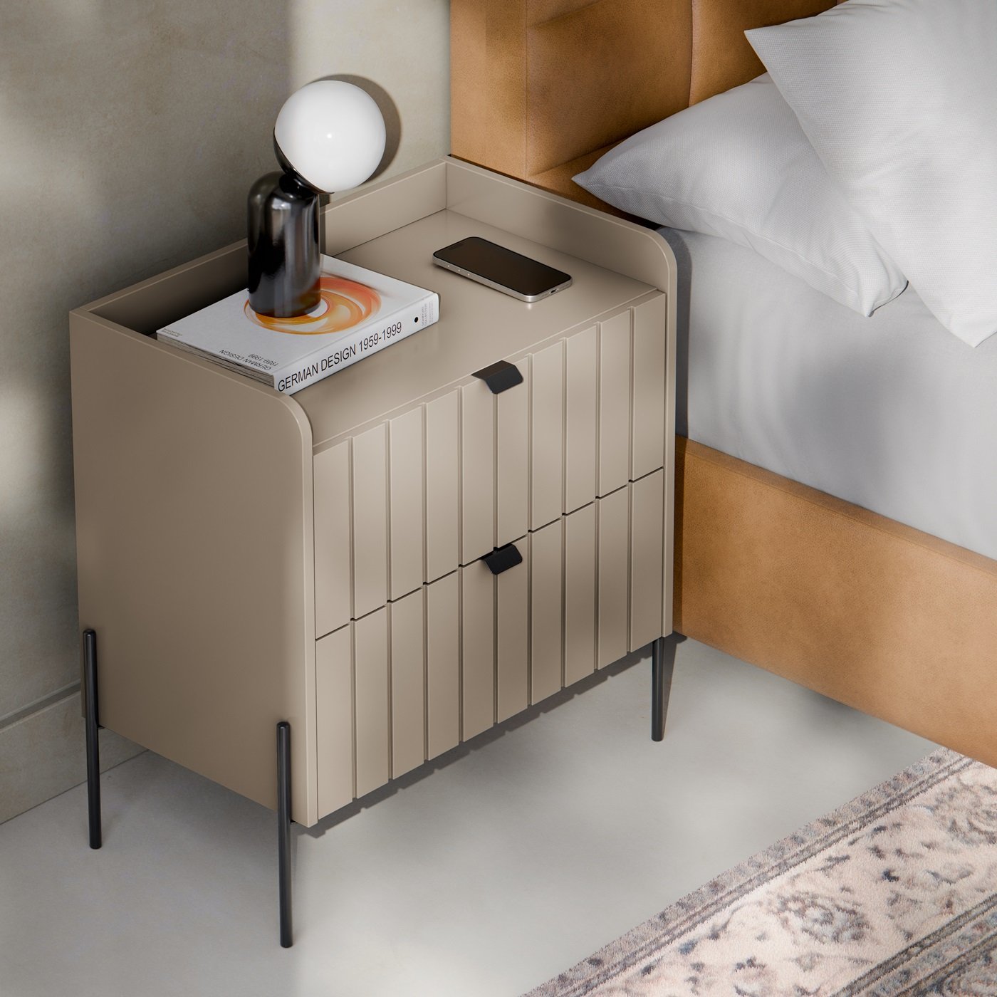 Mesa de Cabeceira em Madeira Mdf Conect Moriah 60cm Moderna:preto ...