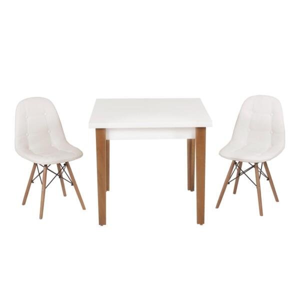 Conjunto Mesa de Jantar Luiza 80cm Branca com 2 Cadeiras Botonê ...