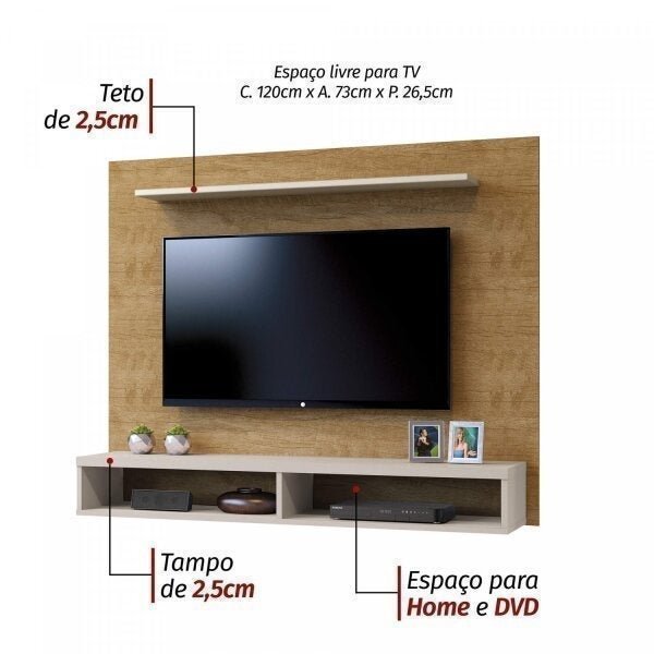 Painel para TV até 50 Polegadas 2 Nichos Topázio Contemporâneo Mavaular ...