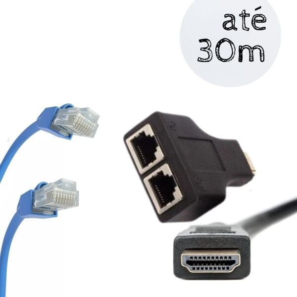 Extensor HDMI Rj45 Até 30M 2 Vias Full Hd Cat5E e Cat6 | MadeiraMadeira