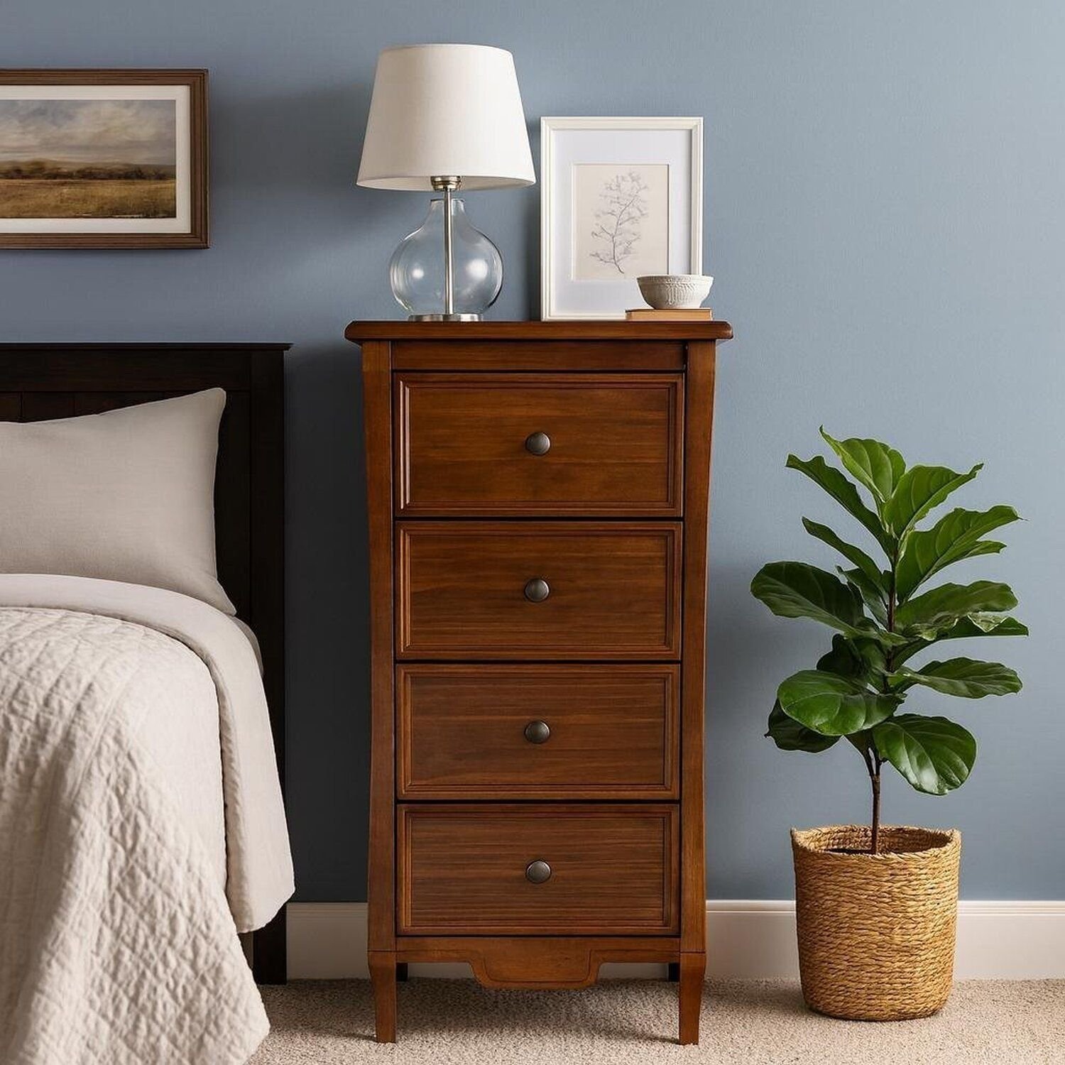 Cômoda Alta 4 Gavetas Estreita Amsterdã | MadeiraMadeira