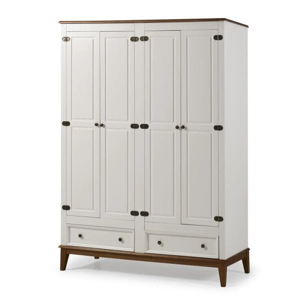Guarda-Roupa Rústico Colonial Madeira Maciça Branco - 4 Portas 2 ...