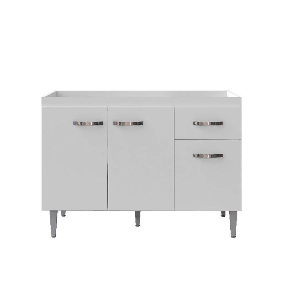 Balcão para Cozinha 120cm Gabriela 3 Portas 1 Gaveta sem Tampo Branco - Ajl | MadeiraMadeira