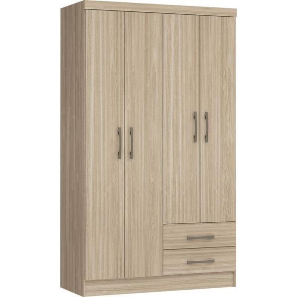 Guarda-Roupa Casal 4 Portas 2 Gavetas Fiori - Nogueira | MadeiraMadeira