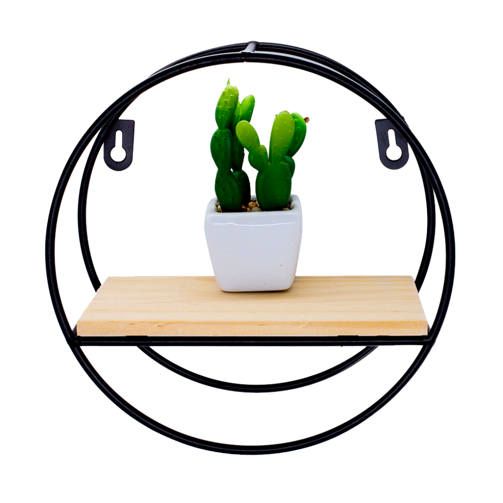 Nicho De Metal E Madeira Circular 20cm Resistente | MadeiraMadeira