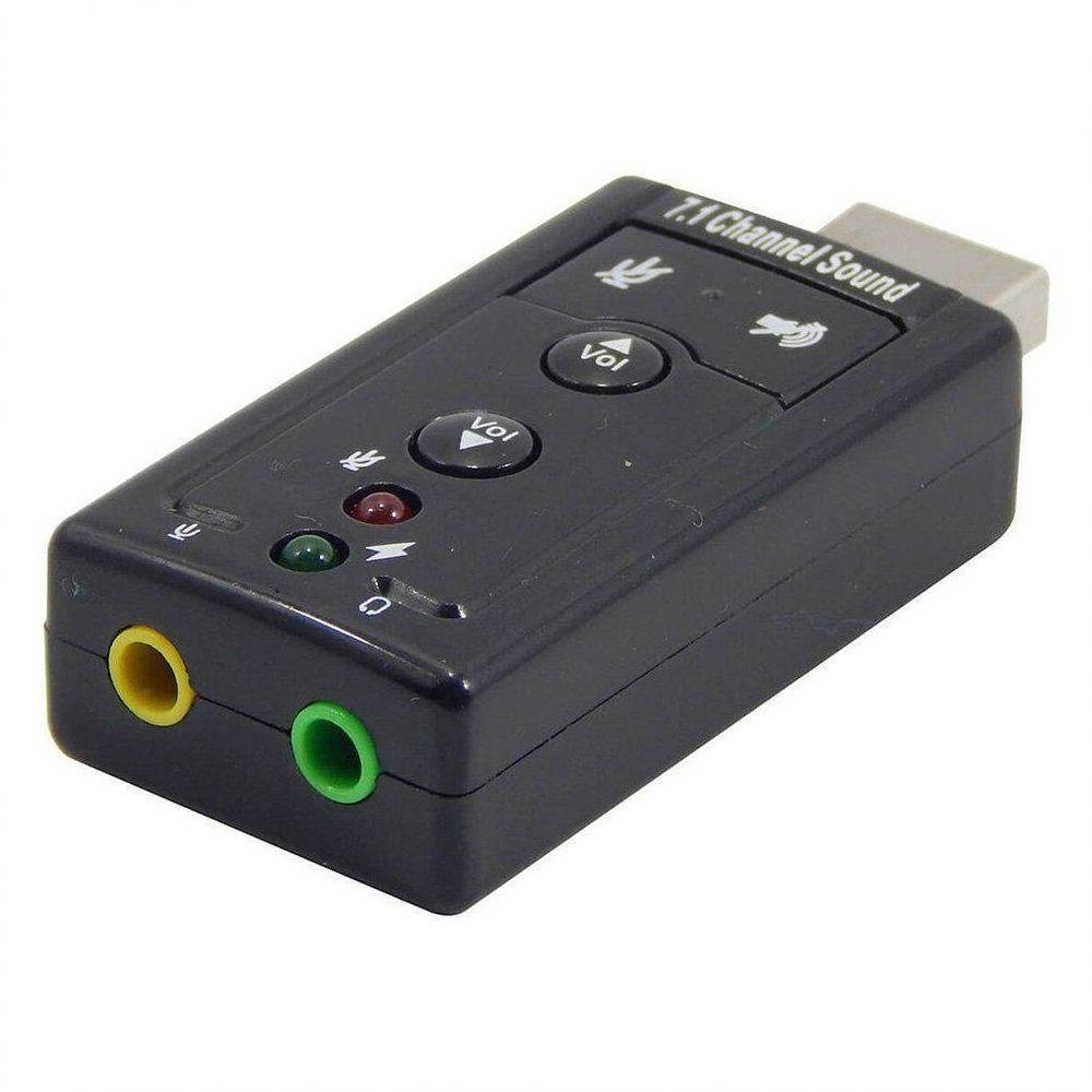 Adaptador Áudio Usb Placa Som 7.1 Entrada P2 Fone Microfone ...