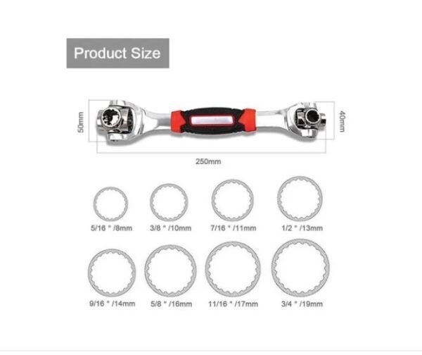 Chave Universal 8 em 1 Multifuncional 360º Profissional | MadeiraMadeira