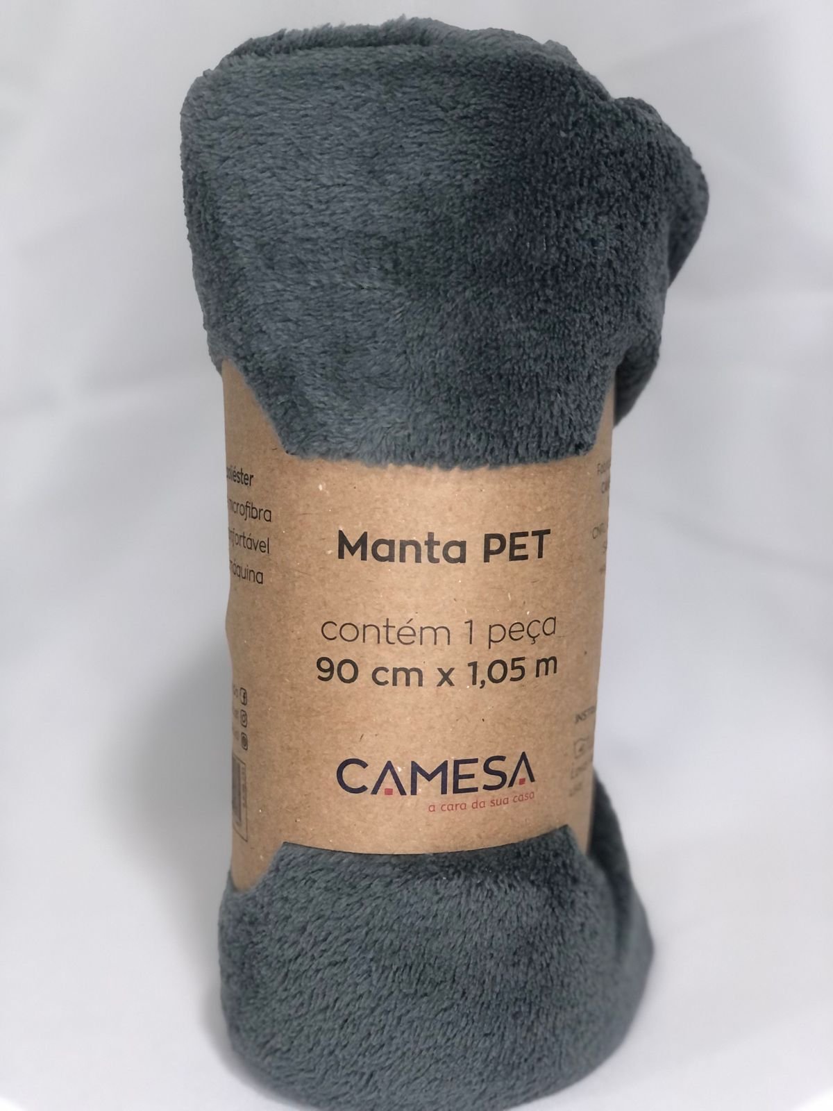 Manta Pet Camesa - 90x150cm - Cinza | MadeiraMadeira