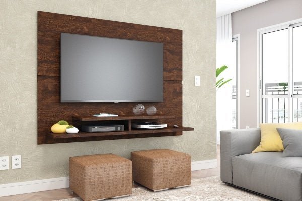Painel com Suporte para Tv 50 Até Polegadas Modelo Mônaco Cor Noce ...