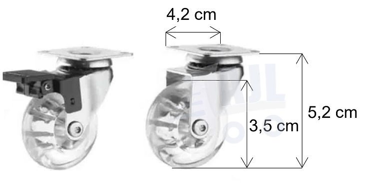 Rodizio Giratório Roda Silicone Industrial 35mm 4 S/ Trava + 4 C/ Trava ...