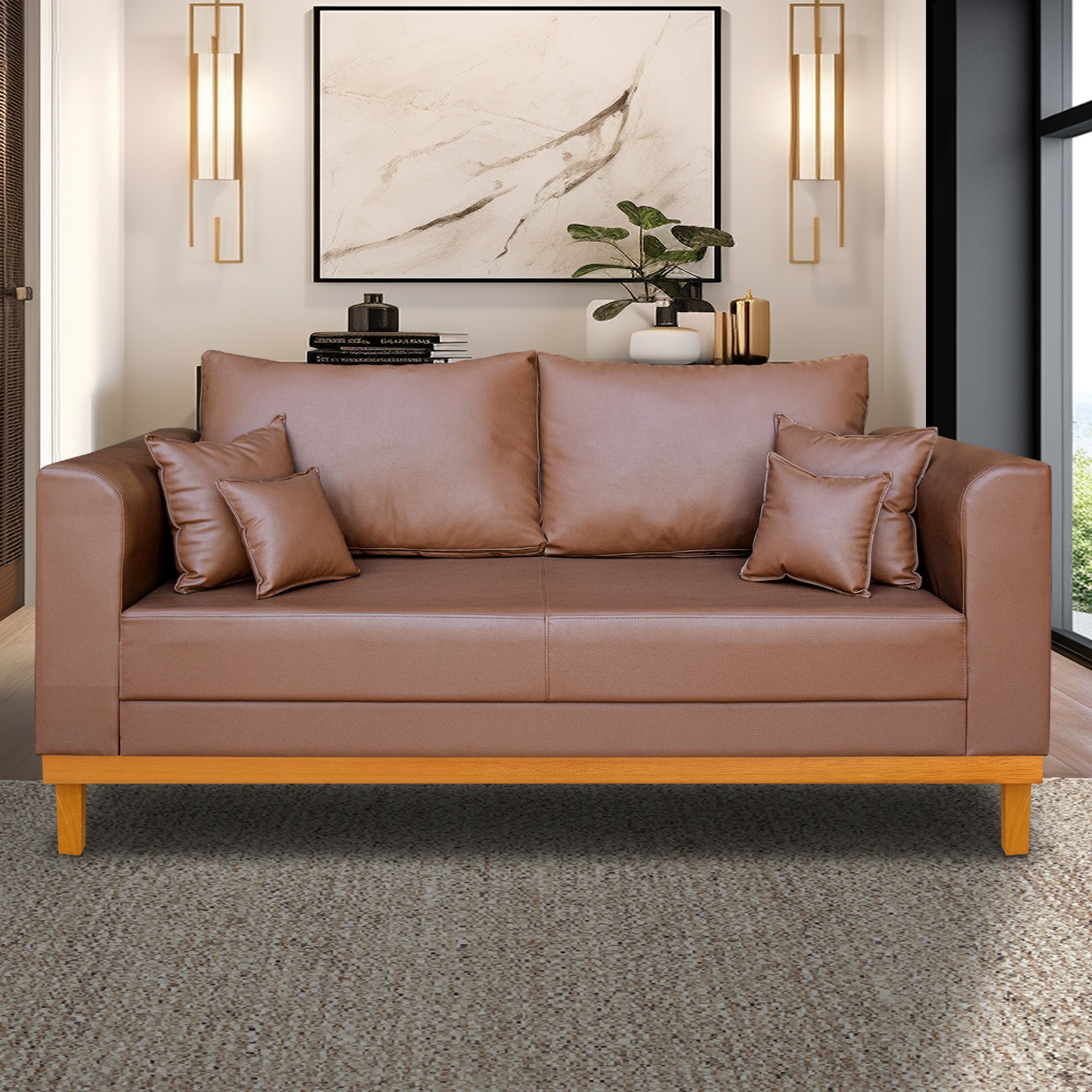 Sofa 3 Lugares Beny Courvim Terracota Tefi Estofados | MadeiraMadeira