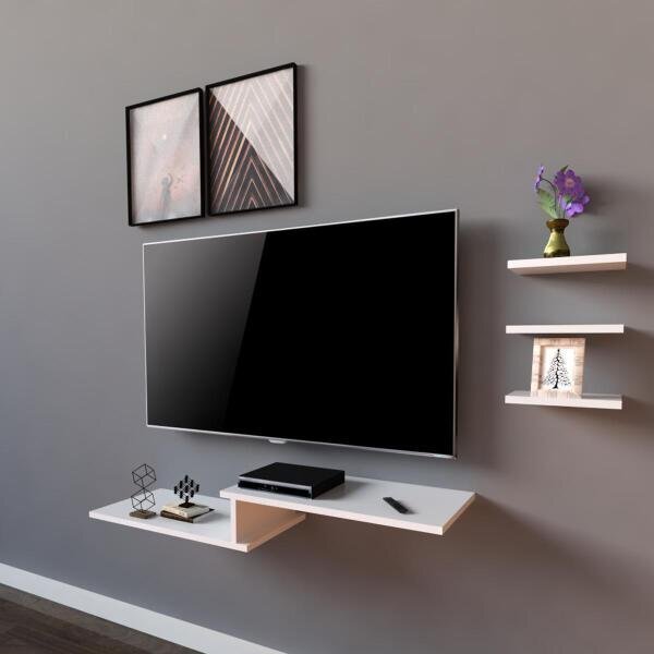 Kit Rack Suspenso Tv Para Quarto Em Mdf Branco 3 Prateleiras ...