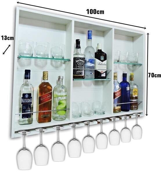 Bar Decoração Porta Vinhos E Taças 100% Mdf Branco | MadeiraMadeira