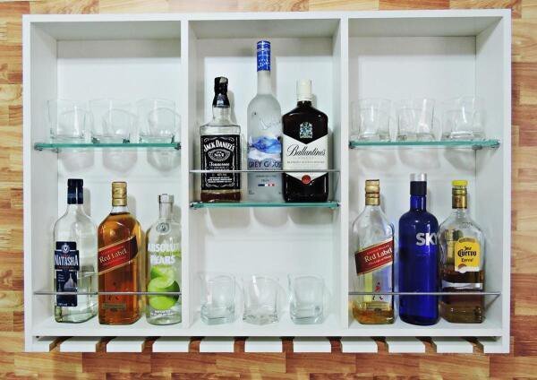 Bar Decoração Porta Vinhos E Taças 100% Mdf Branco | MadeiraMadeira