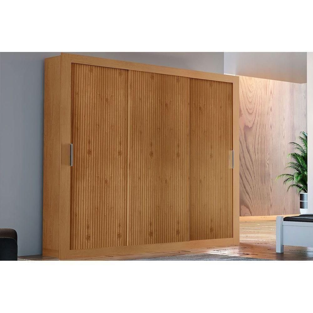 Guarda Roupas 3 Portas de Correr de e 4 Gavetas Veneza Naturalle-ripado ...