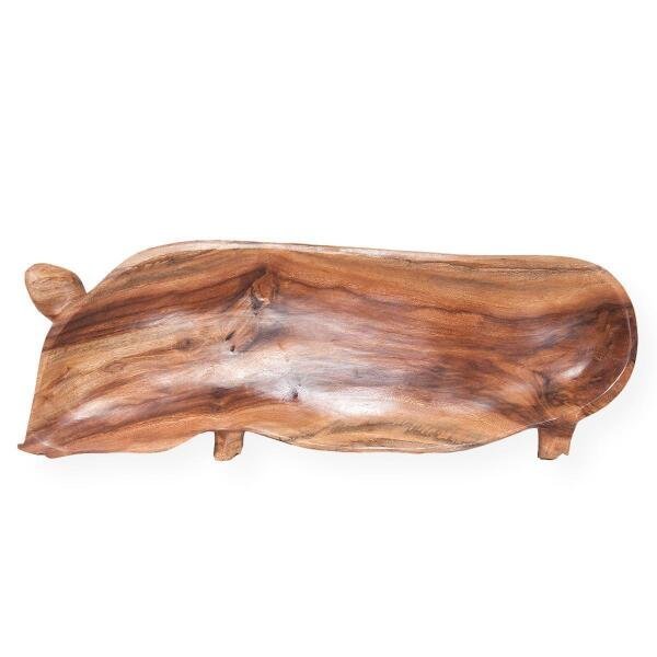 Gamela Formato Porco Em Madeira Recuperada Cedro (1150) | MadeiraMadeira