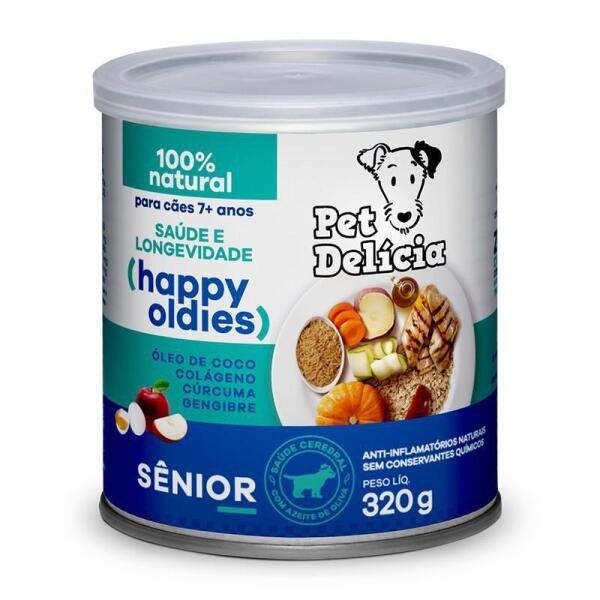 Kit 12 Pet Delícia Happy Oldies Colágeno Cães Idosos 320G | MadeiraMadeira