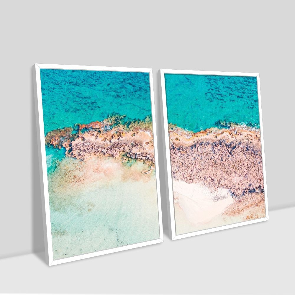 Kit 2 Quadros Decorativos Ilha Tropical 60x90x2,8 Em PVC Luven | MadeiraMadeira