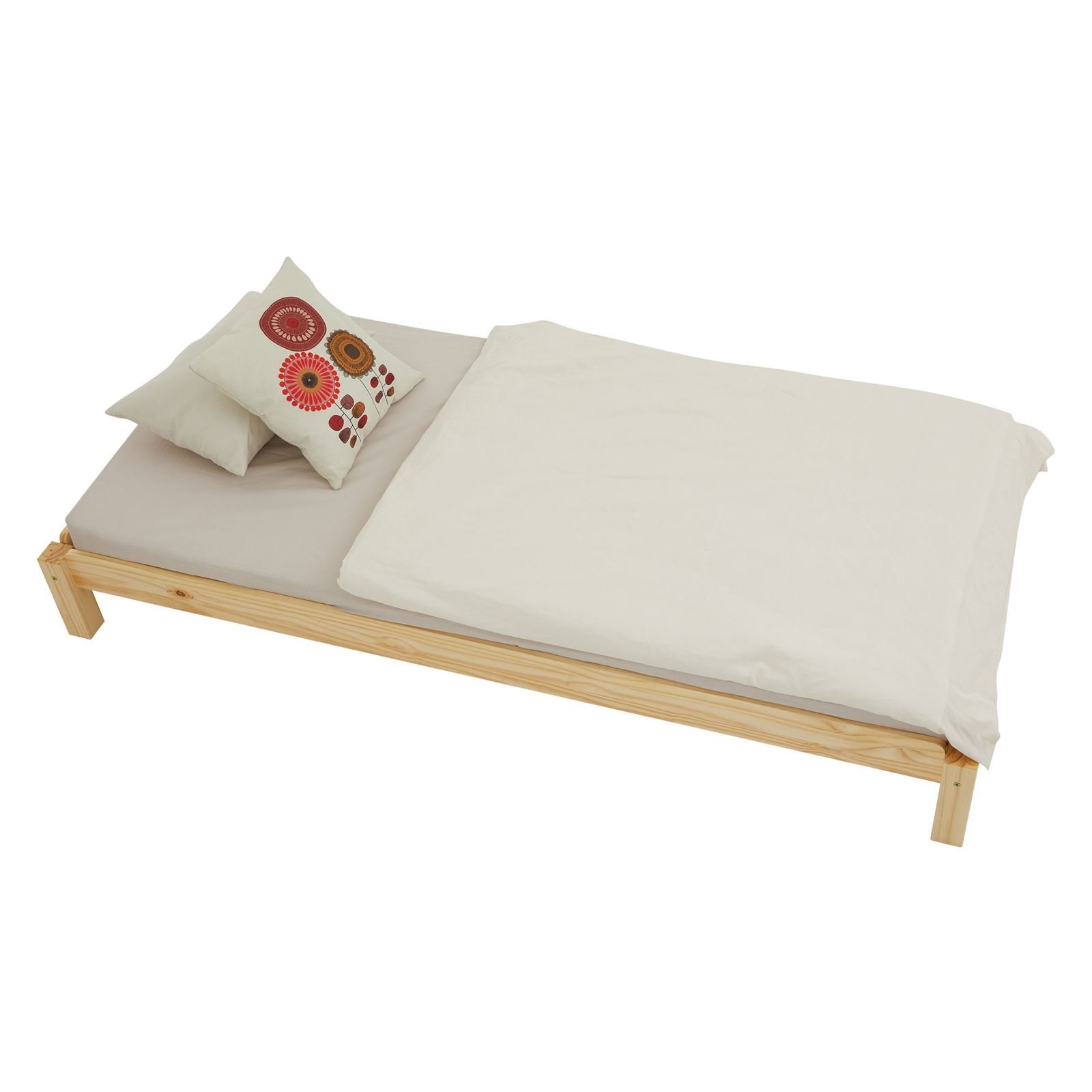 Cama Dupla Solteiro Madeira Maciça com Estrado Rino Natural ...