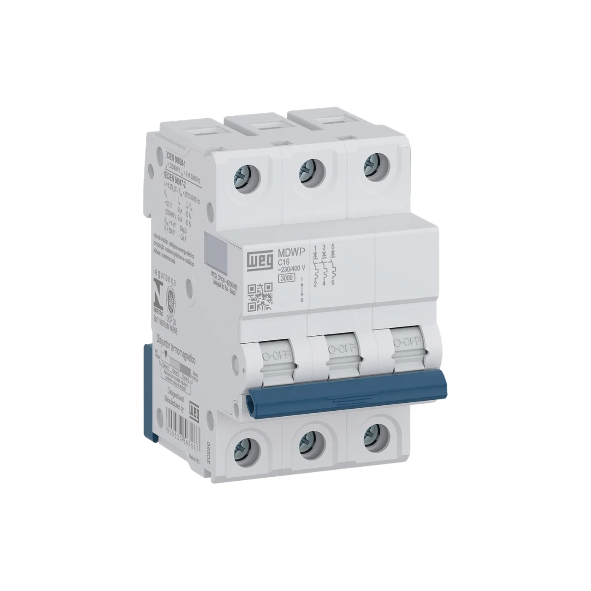 Minidisjuntor Tripolar 16a Mdwp-c16-3 Curva C Weg | MadeiraMadeira