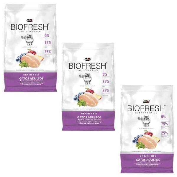 Kit 3Un Ração Biofresh Gatos Adultos 7,5Kg Sem Transgênicos ...
